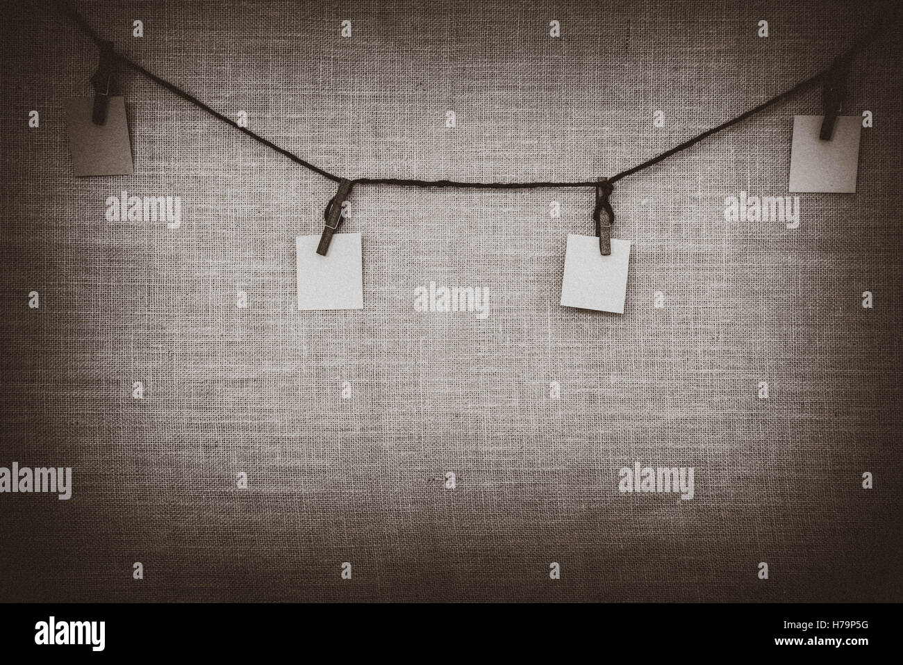 Notice card,paper and wood clip on grunge wooden background,Vintage ...