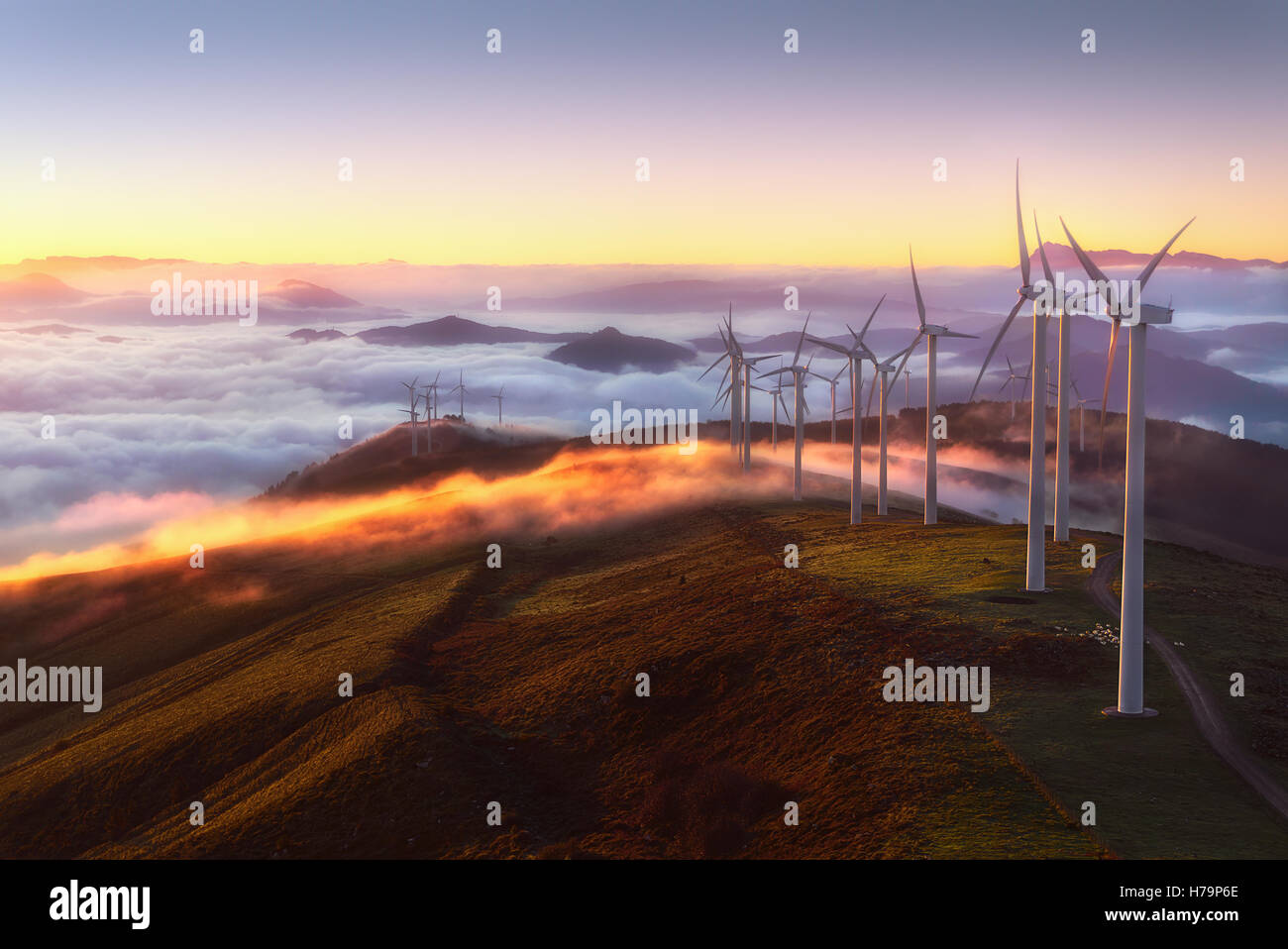 wind turbines on the mountain Stock Photo - Alamy