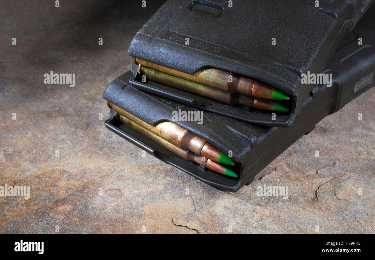 Two magazines that hold thirty rounds for a modern sporting rifle Stock ...