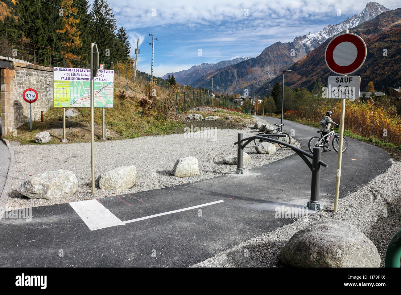 New cycle route in Chamonix Stock Photo - Alamy