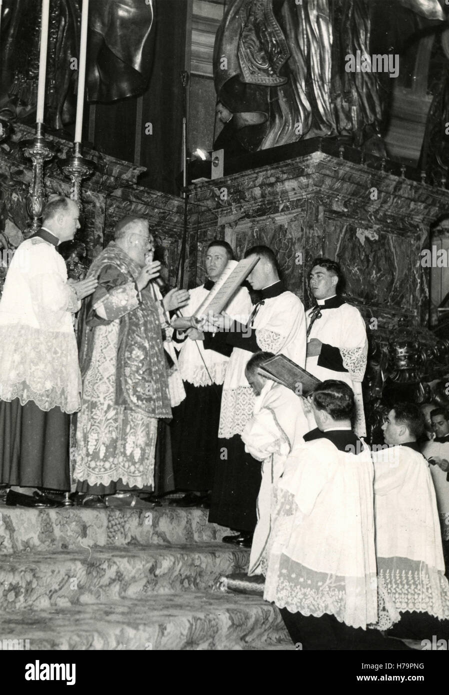 Catholic priests at a religious ceremony in the church, Italy Stock ...