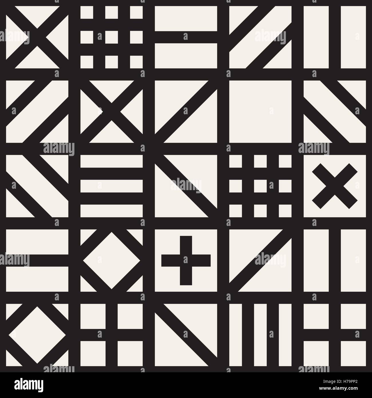 Vector Seamless Black White Geometric Square Irregular Tiling Fachwerk ...