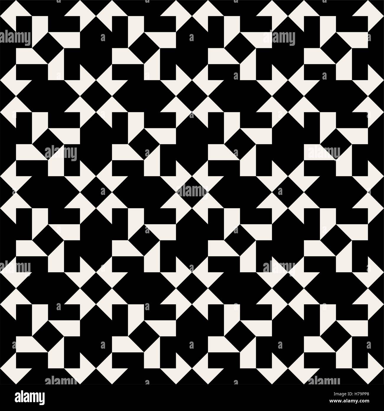 Vector Seamless Black White Geometric Square Tiling Pattern Stock ...