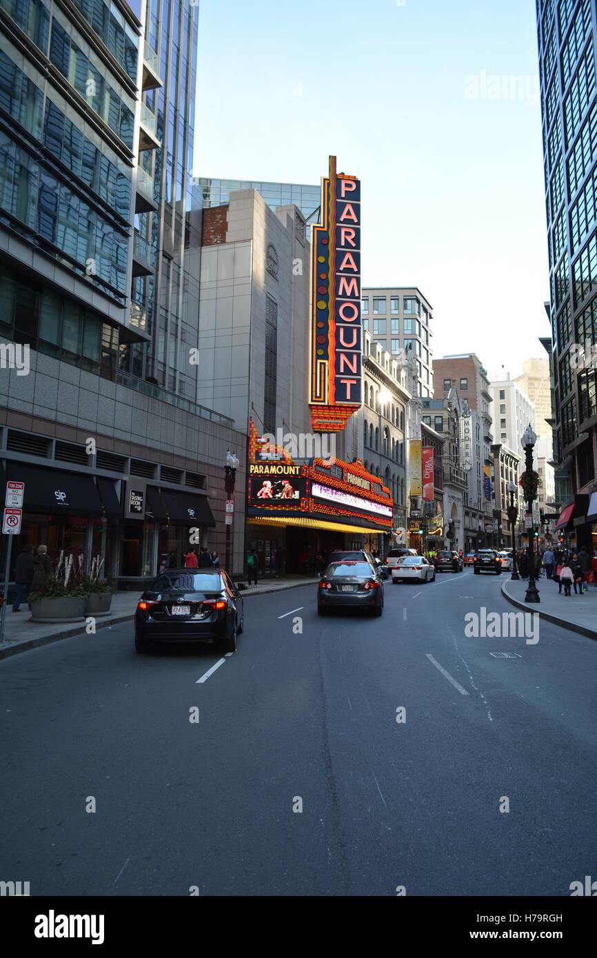 The Paramount theater sign in the Downtown Crossing/Theater district of ...