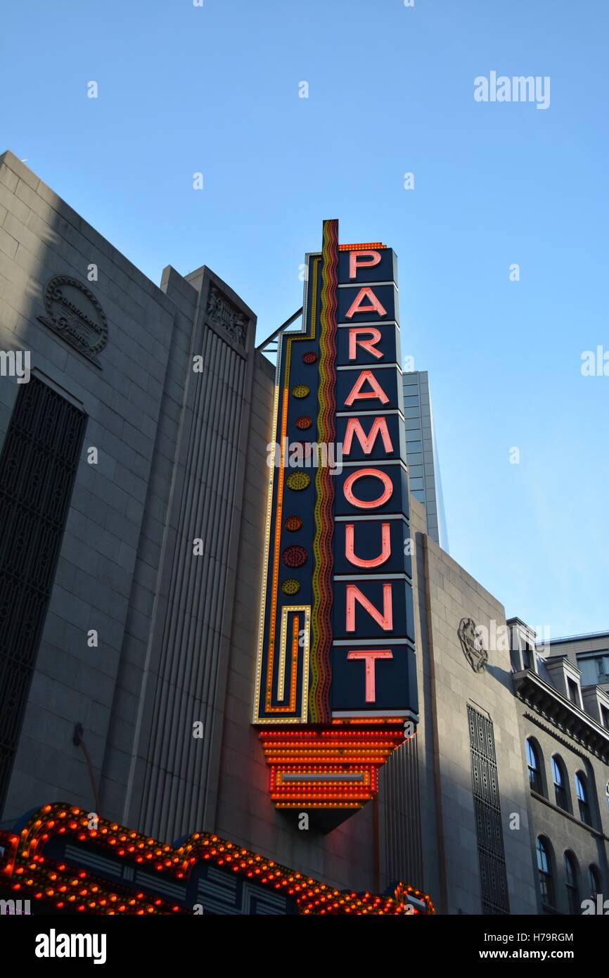 The Paramount theater sign in the Downtown Crossing/Theater district of ...