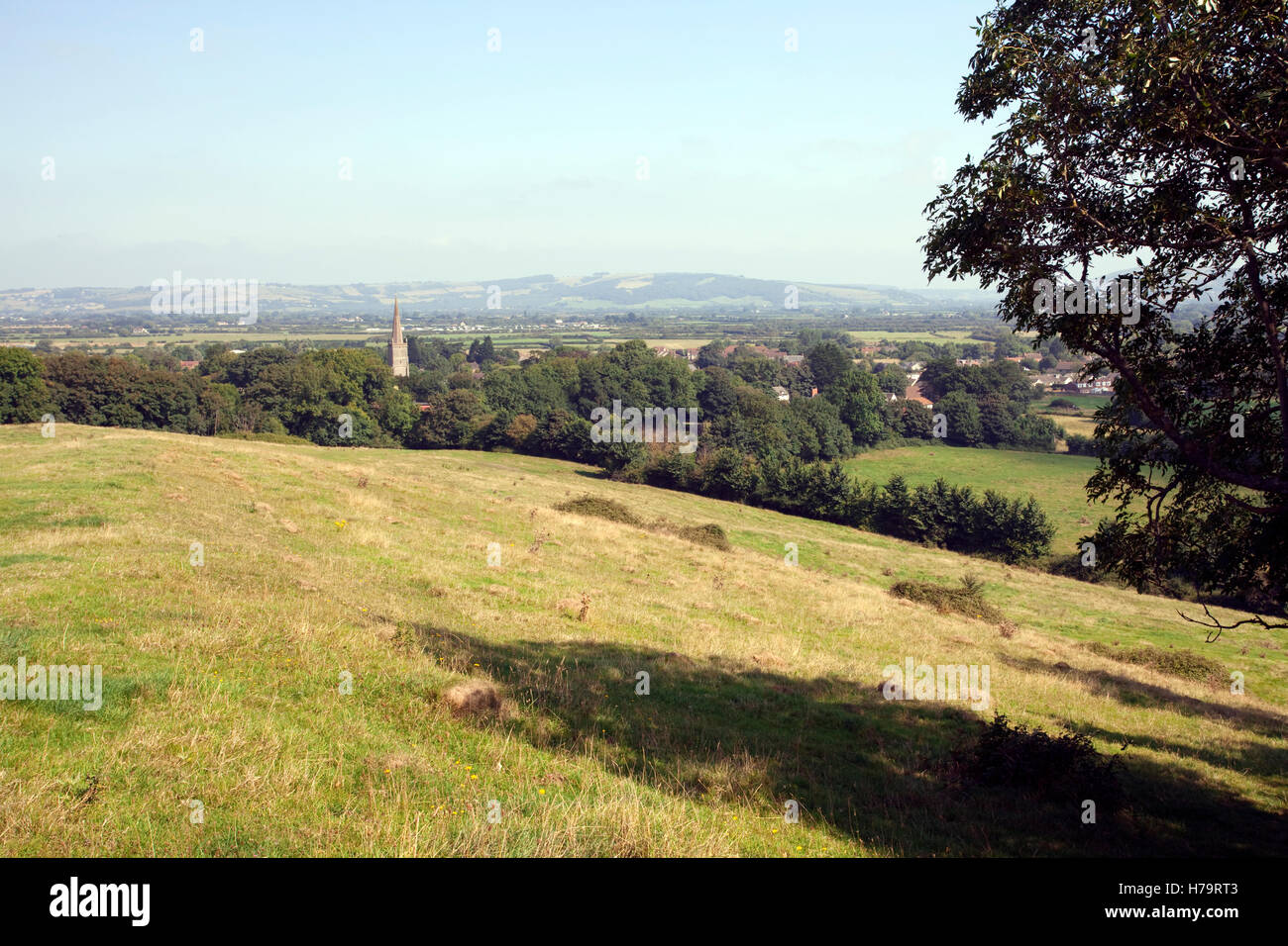 The village of East Brent as seen from the top of Brent Knoll, Somerset ...
