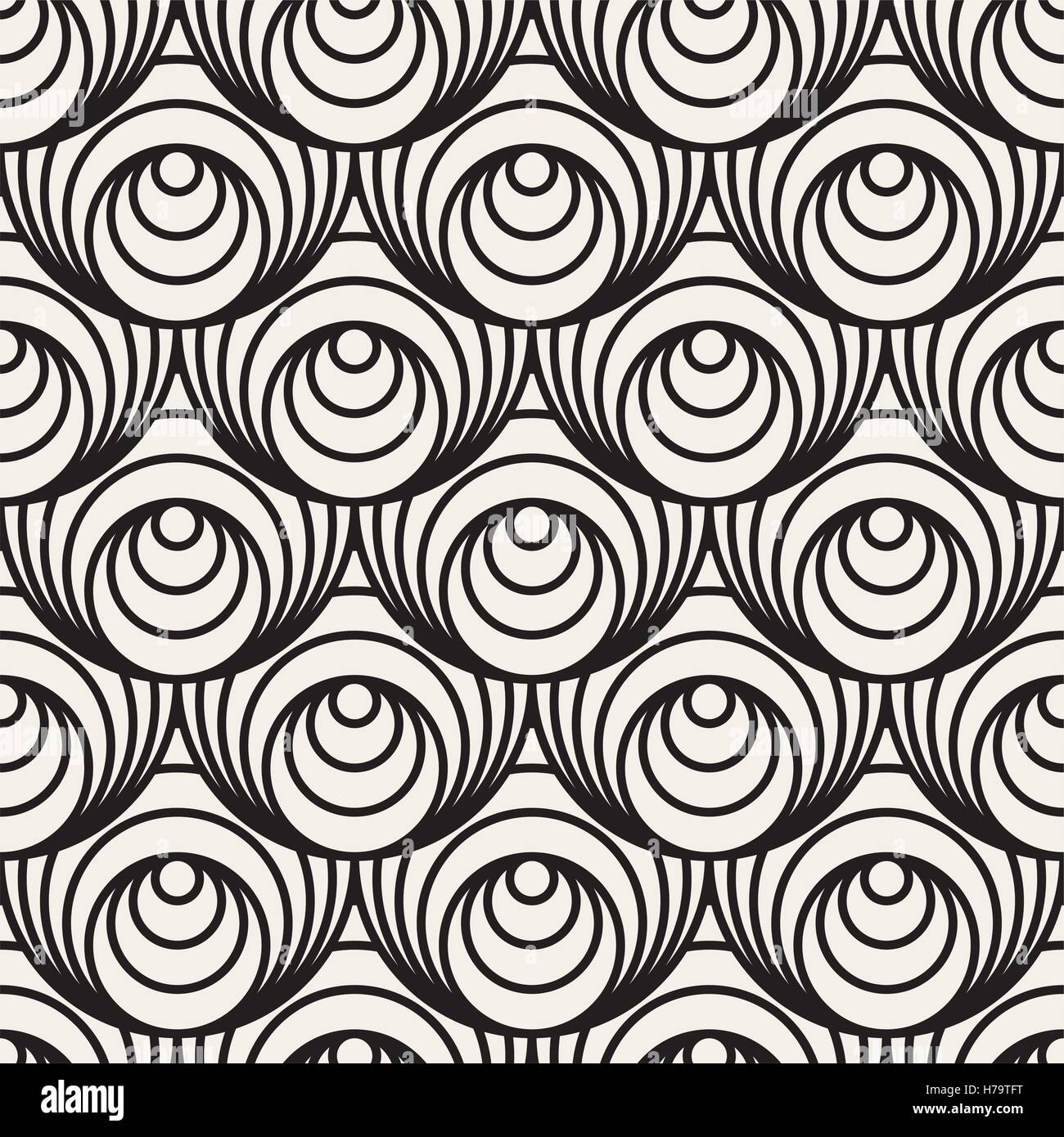 Vector Seamless Black And White Concentric Circles Optical Illusion ...