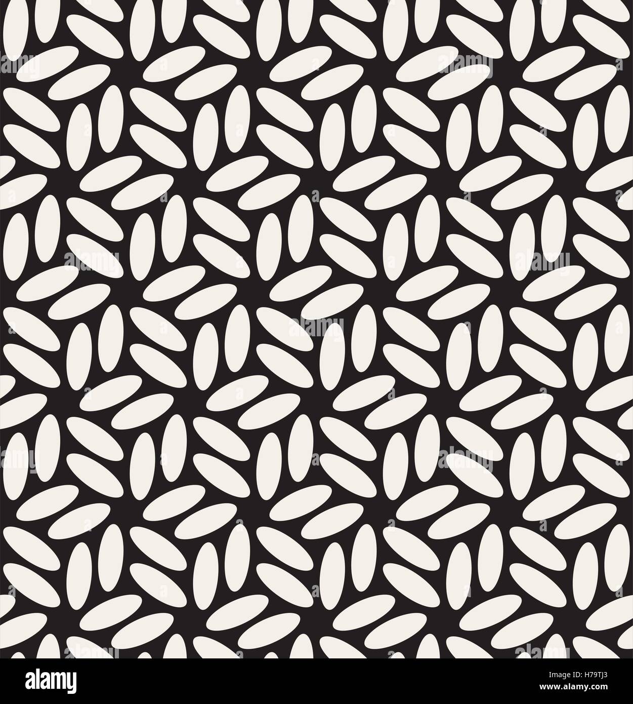 Vector Seamless Black White Rounded Ellipses Hexagonal Floral Pattern ...