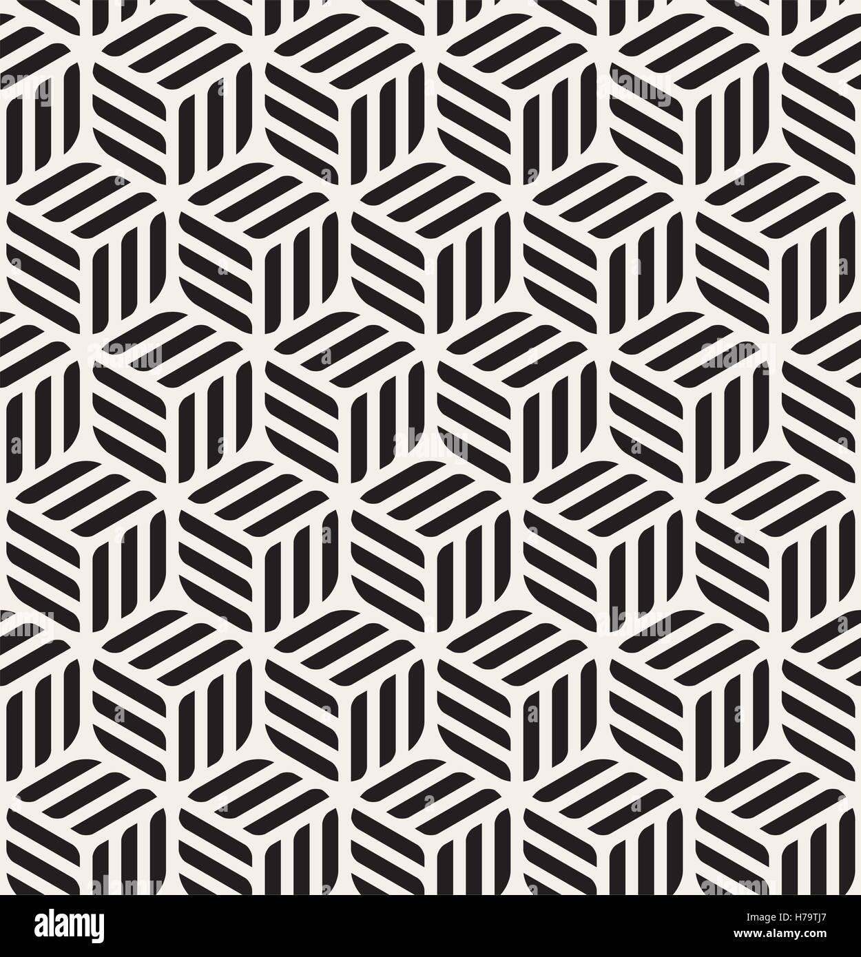 Vector Seamless Black White Rounded Rectangles Hexagonal Cubic Pattern ... Vector Seamless Black White Rounded Rectangles Hexagonal Cubic Pattern ...