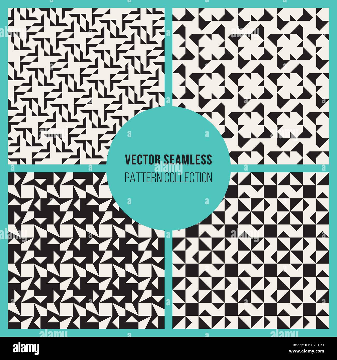 Vector Seamless Black and White Rectangle Triangle Square Grid Simple ...