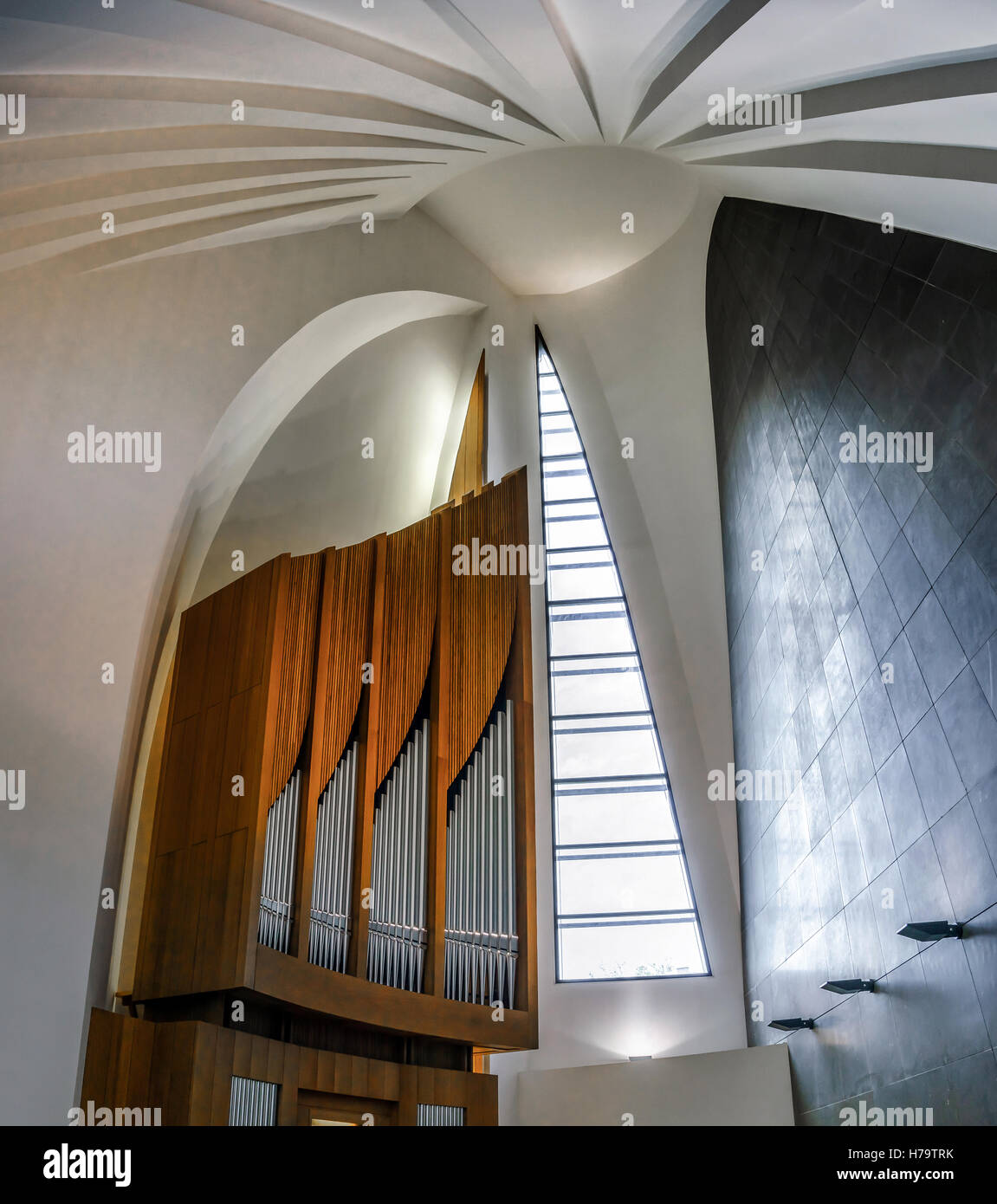 Modern pipe organ in renovated building of conservatory, muusic ...