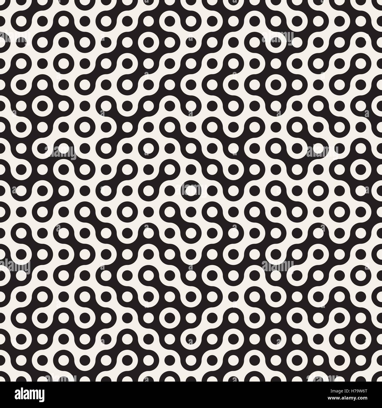 Vector Seamless Black and White Circles Halftone Truchet Pattern Stock ...