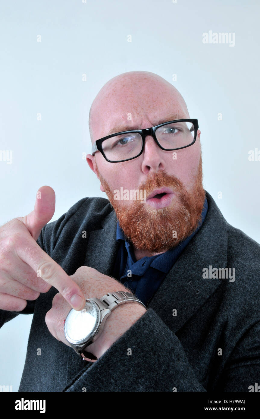 Boss time keeping watch angry correction hours minutes late Stock Photo ...