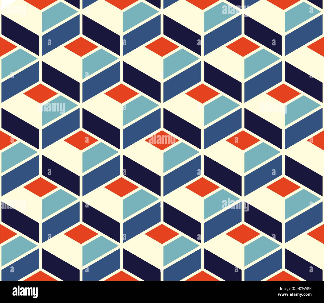 Vector Seamless Geometric Tiling Pattern In Blue and Orange Colors With ...
