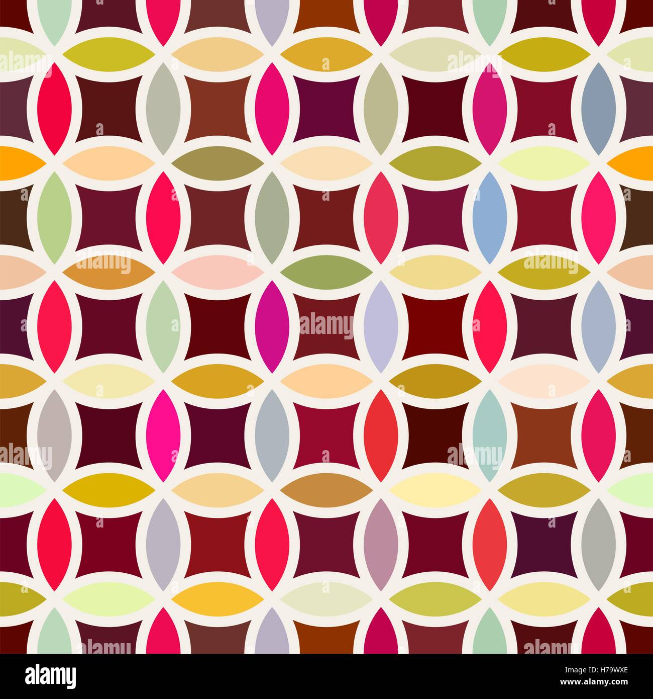 Vector Seamless Colorful Circle Star Quilt Tiling With White Round ...