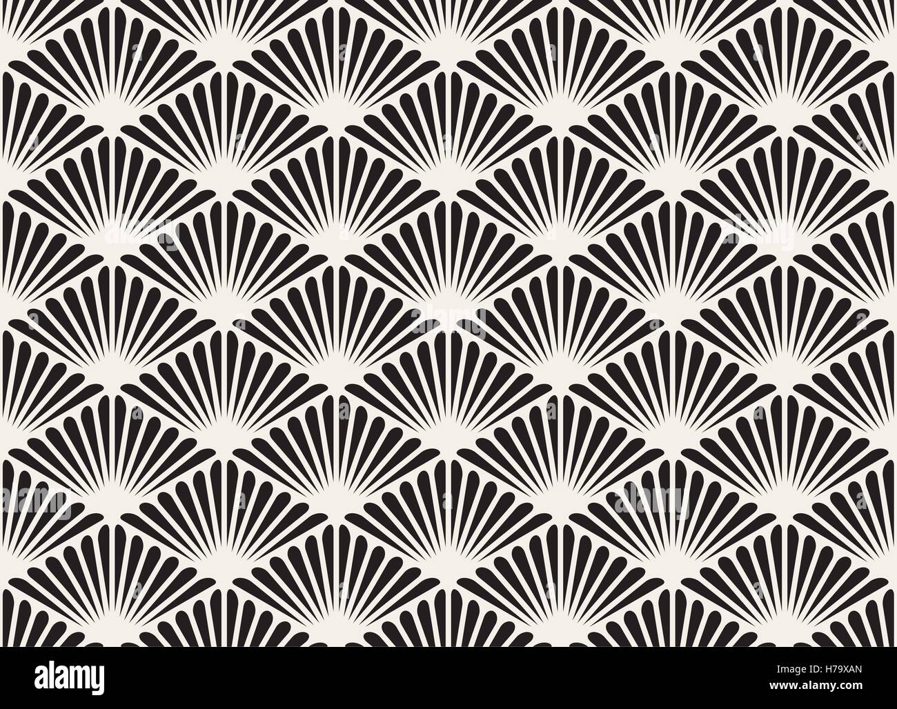 Vector Black And White Seamless Organic Floral Sunburst Lines Grid ...