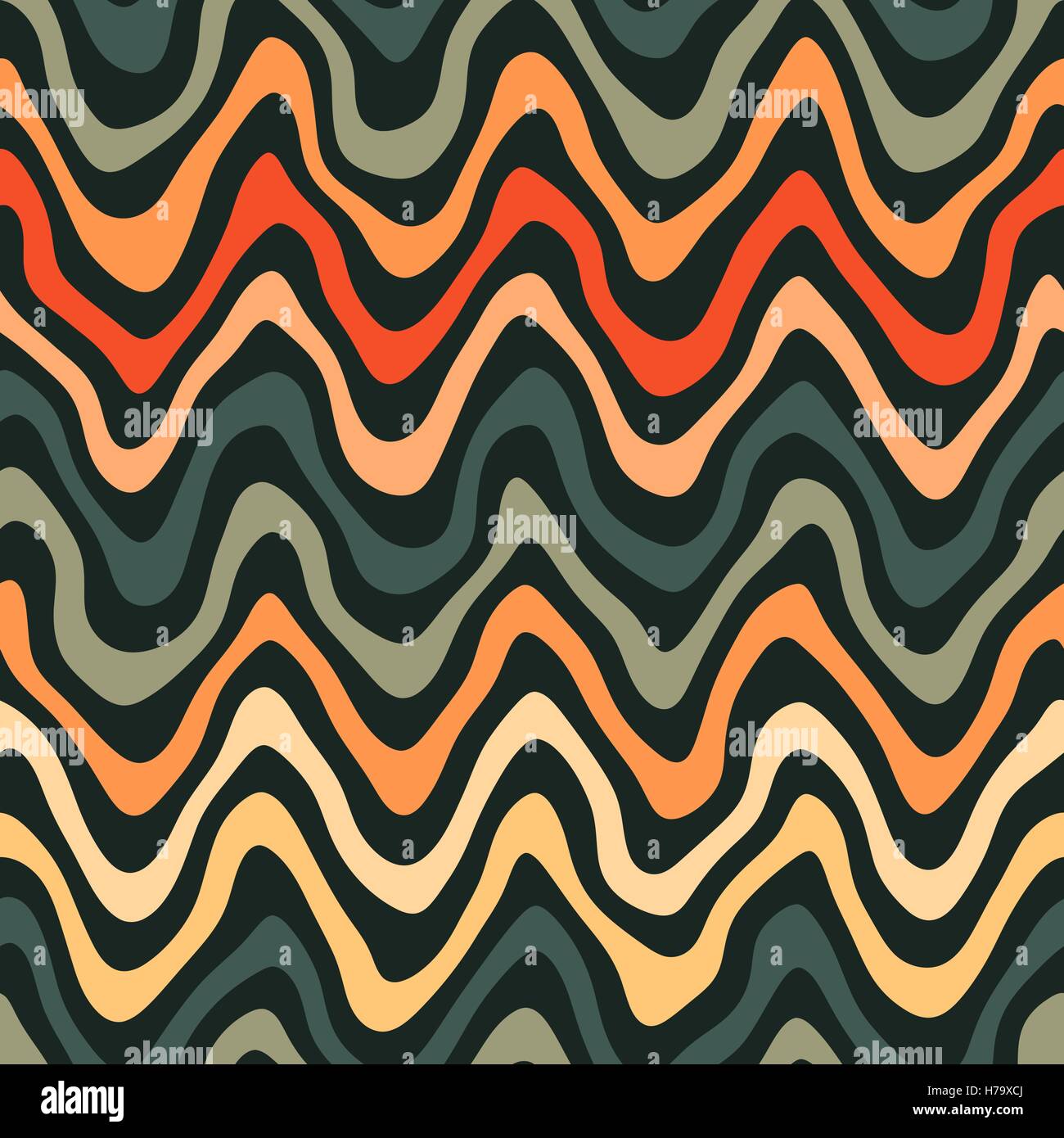Vector Seamless Orange Navy Colors Rounded Rough Hand Painted Wavy ...