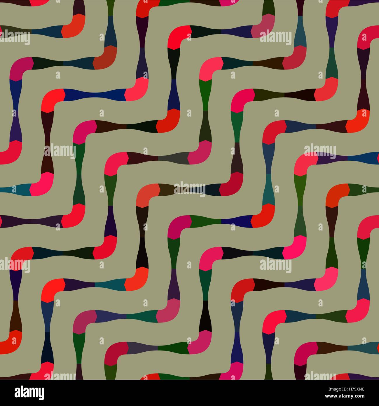 Vector Seamless Multicolor Wavy Rounded Diagonal Rope Lines Pattern ...