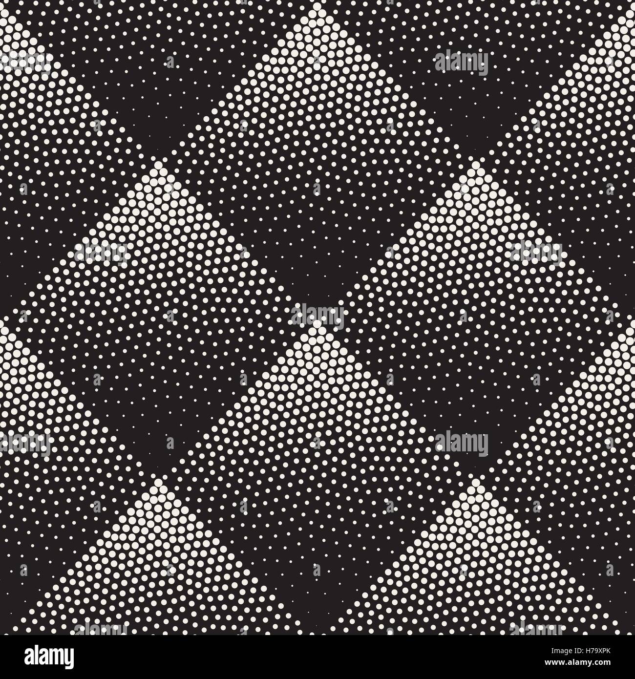 Vector Seamless Black And White Stippling Rhombus Gradient Halftone Dot ...