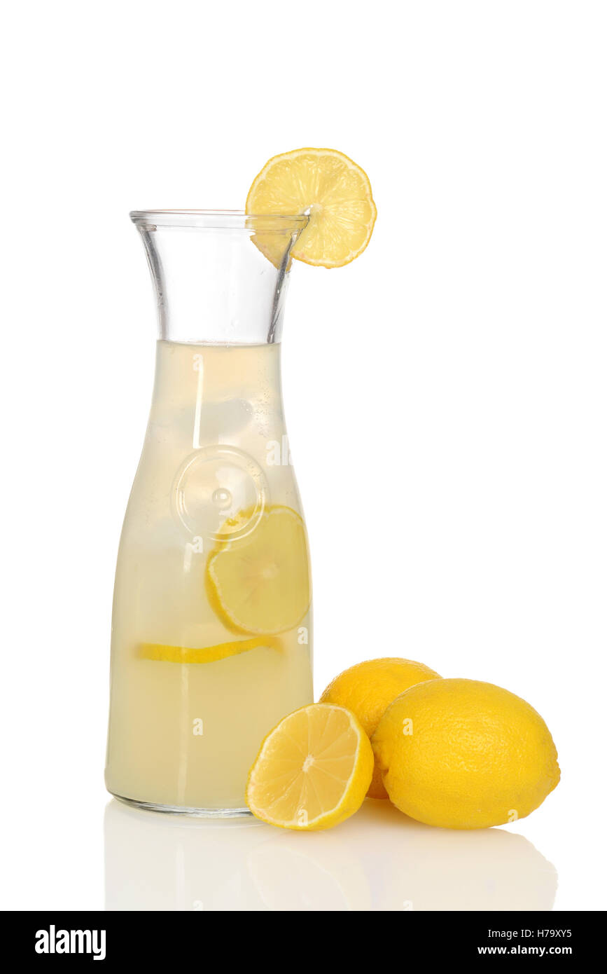closeup lemonade in pitcher with lemons Stock Photo - Alamy