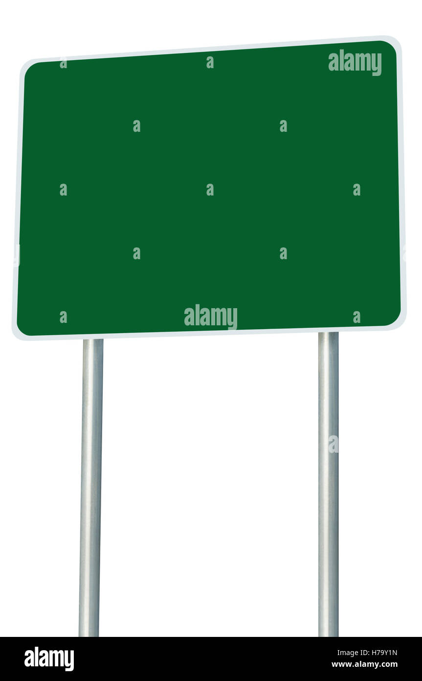 Blank Green Road Sign Isolated, Large Perspective Copy Space, White ...