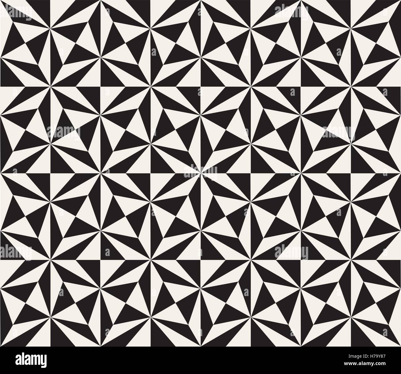 Vector Seamless Black and White Triangle Star Tiling Pattern Stock ...