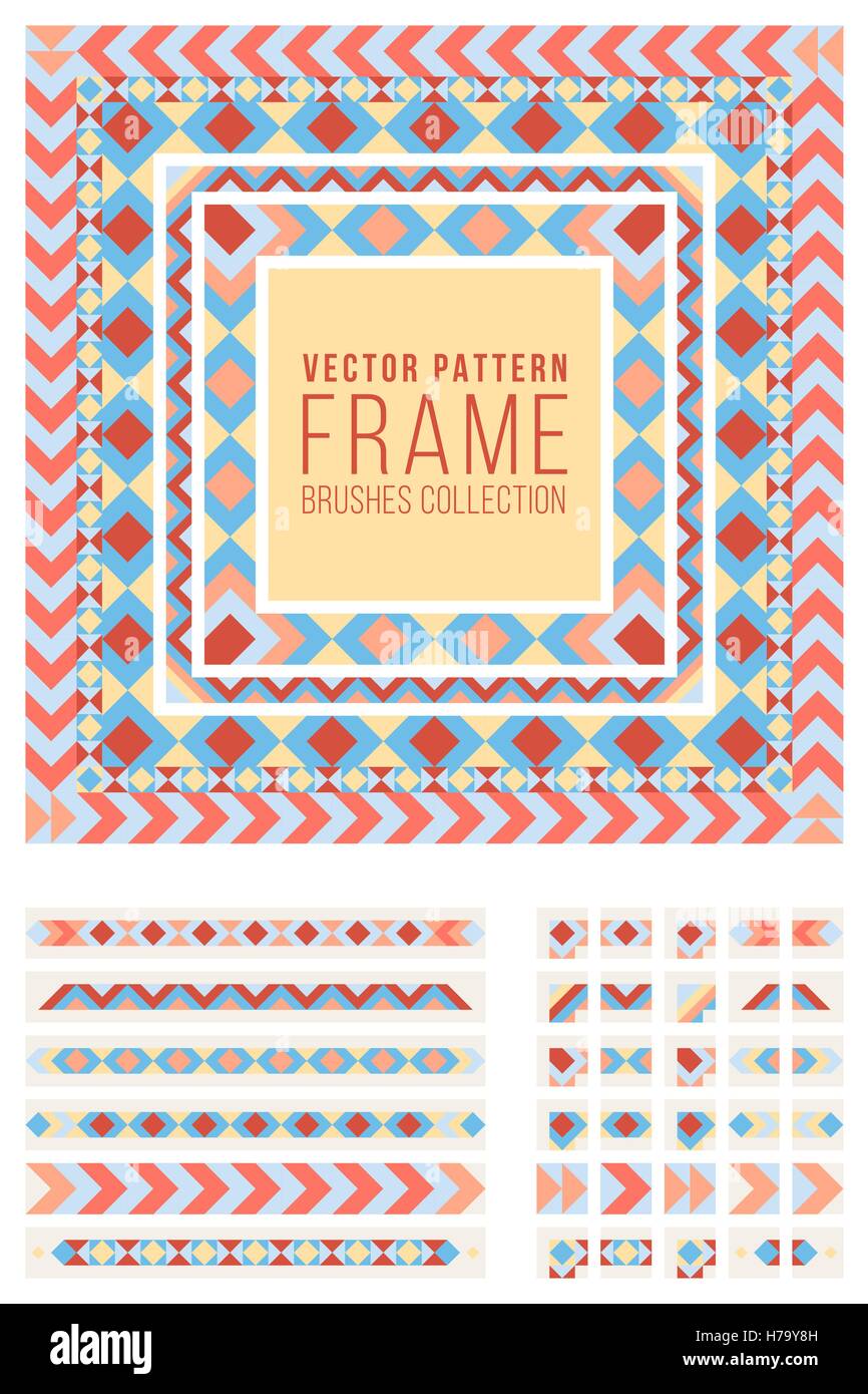Vector Ornamental Decorative Frame Rounded Lines Pattern Brushes Set in ...