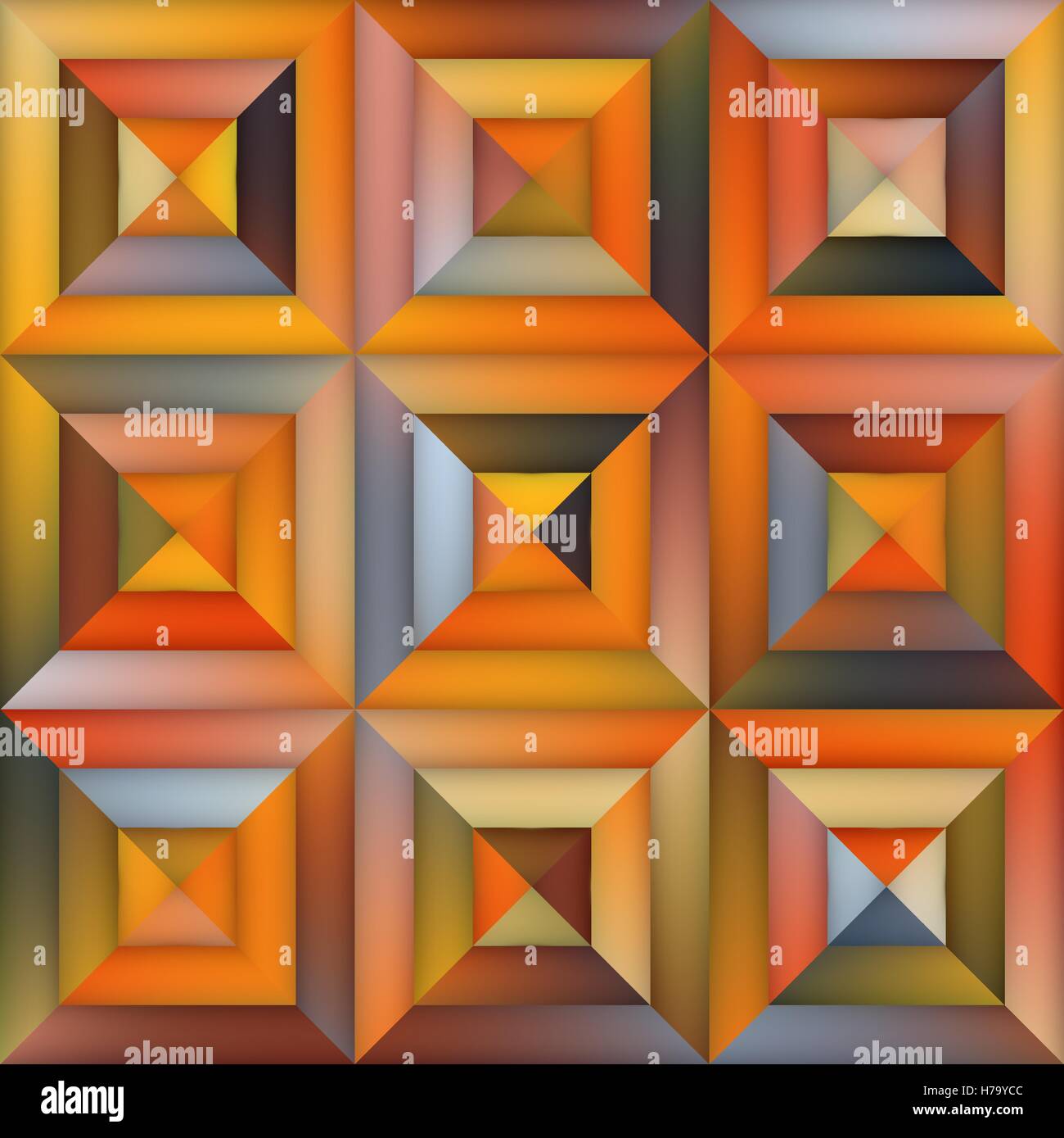 Vector Gradient Geometric Tiling Pavement in Orange Shades Abstract ...