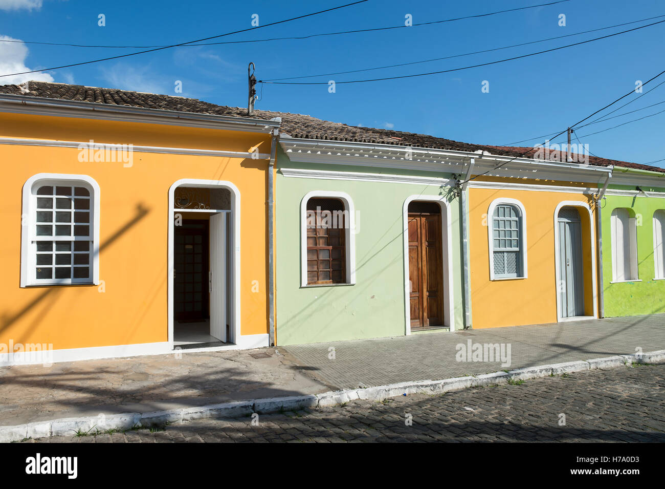Traditional colorful Brazilian Portuguese colonial architecture on a ...