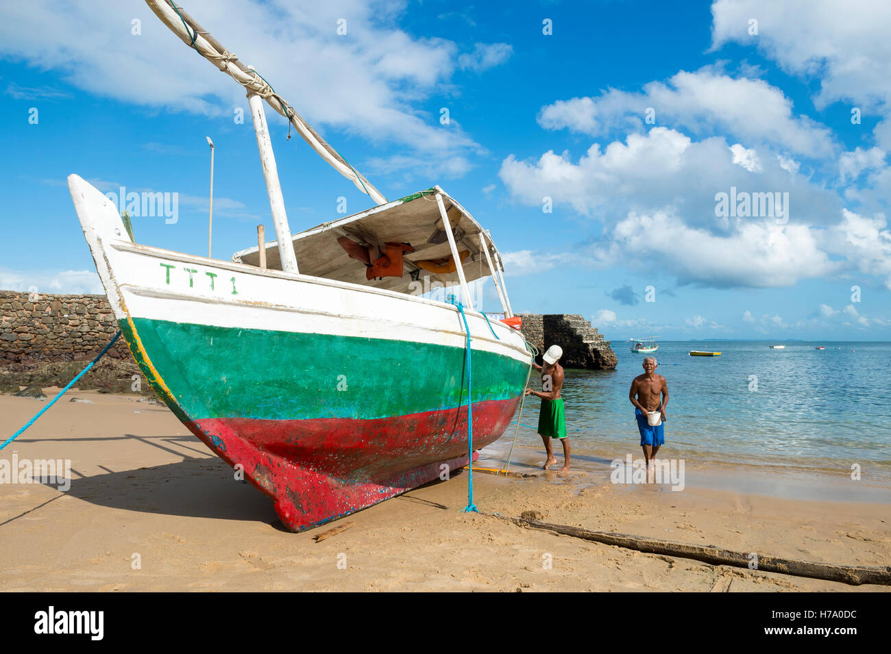 Traditional colorful brazilian fishing boat hi-res stock photography ...