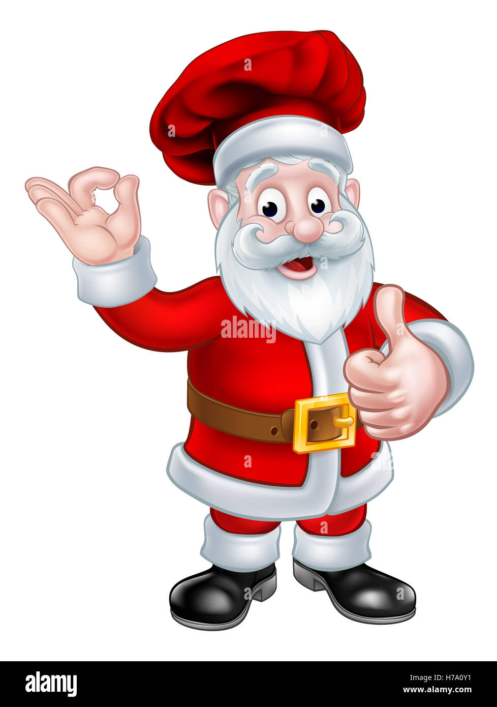 Santa Christmas Chef cartoon character giving a thumbs up and perfect ...