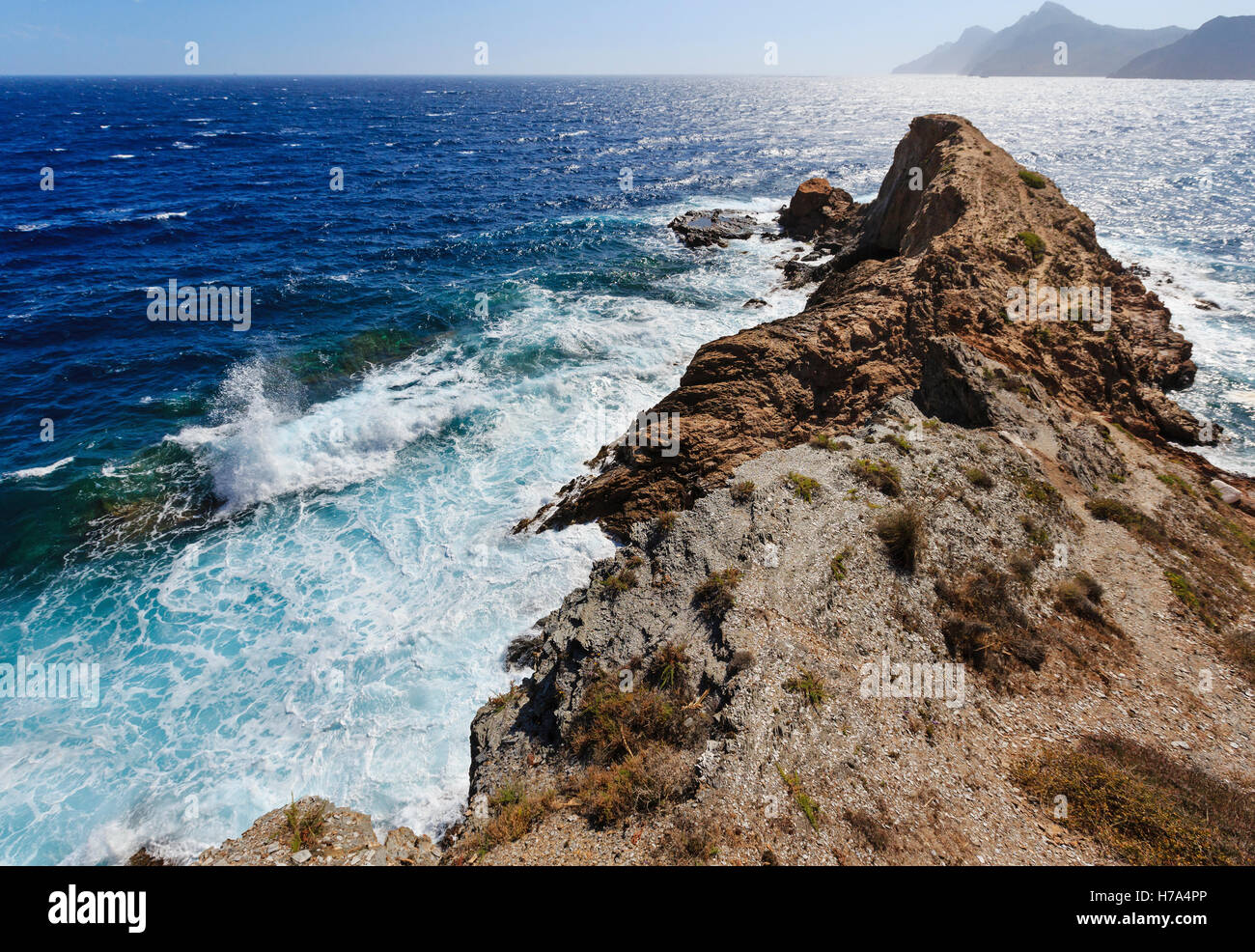 Mediterranean sea summer rocky coast view (Portman, Costa Blanca, Spain ...
