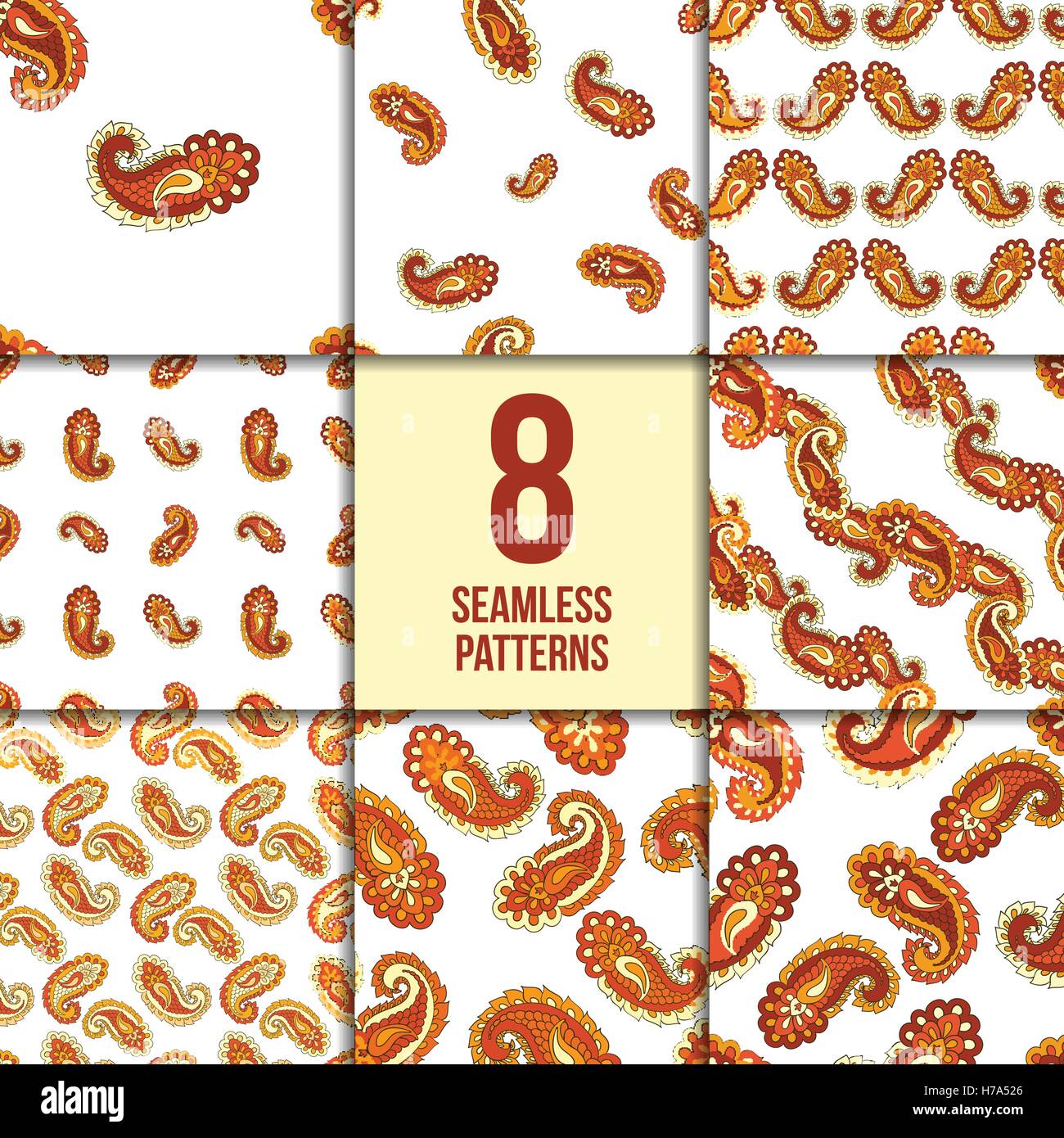 Seamless paisley pattern set Stock Vector Image & Art - Alamy