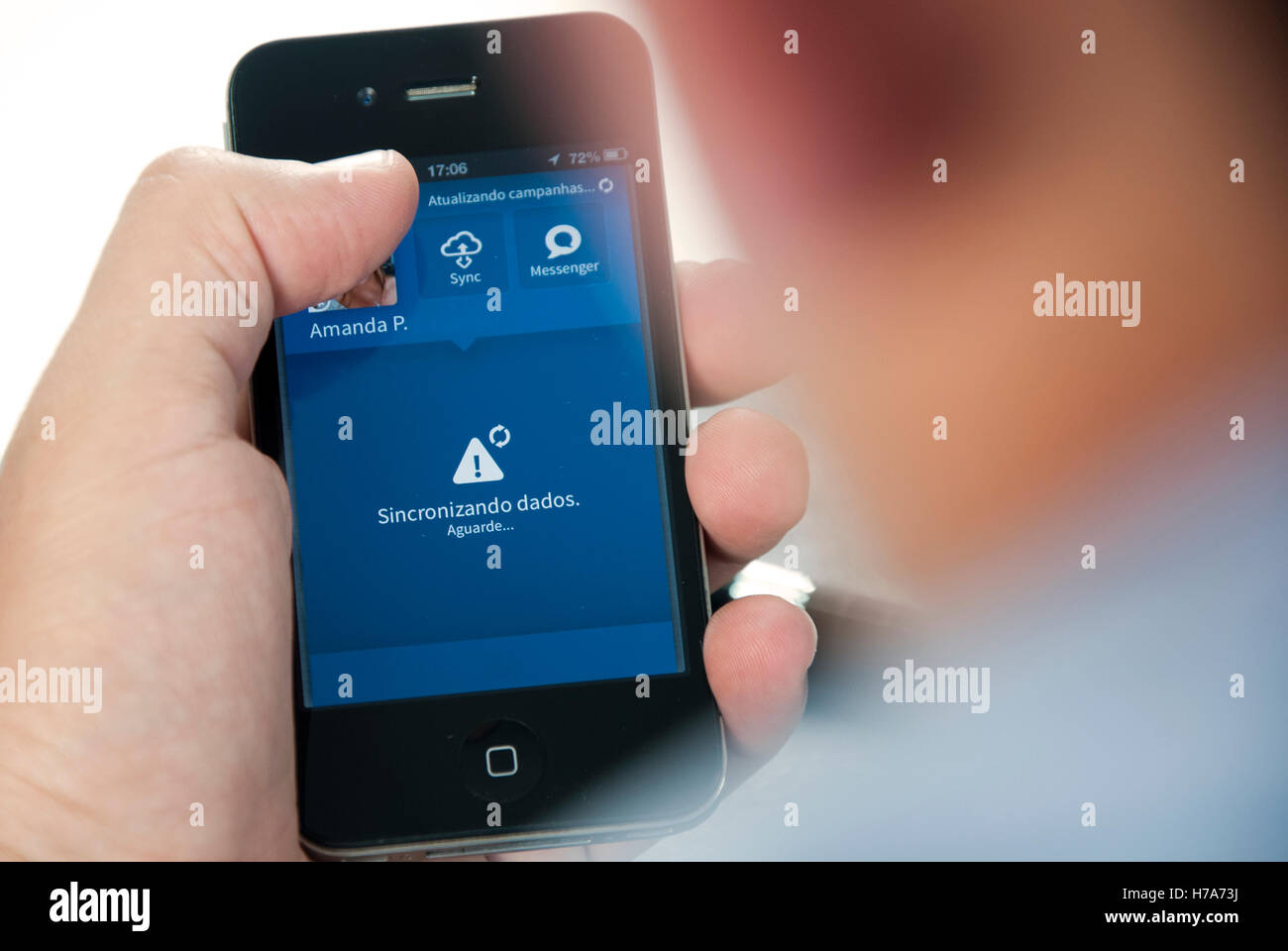 Man hand checking mobile Stock Photo - Alamy