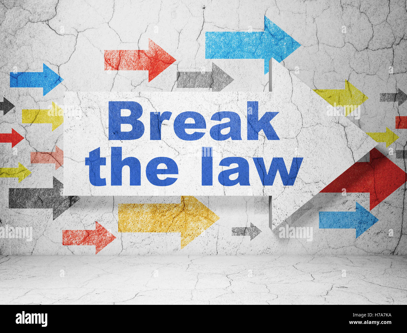 Law concept: arrow with Break The Law on grunge wall background Stock ...