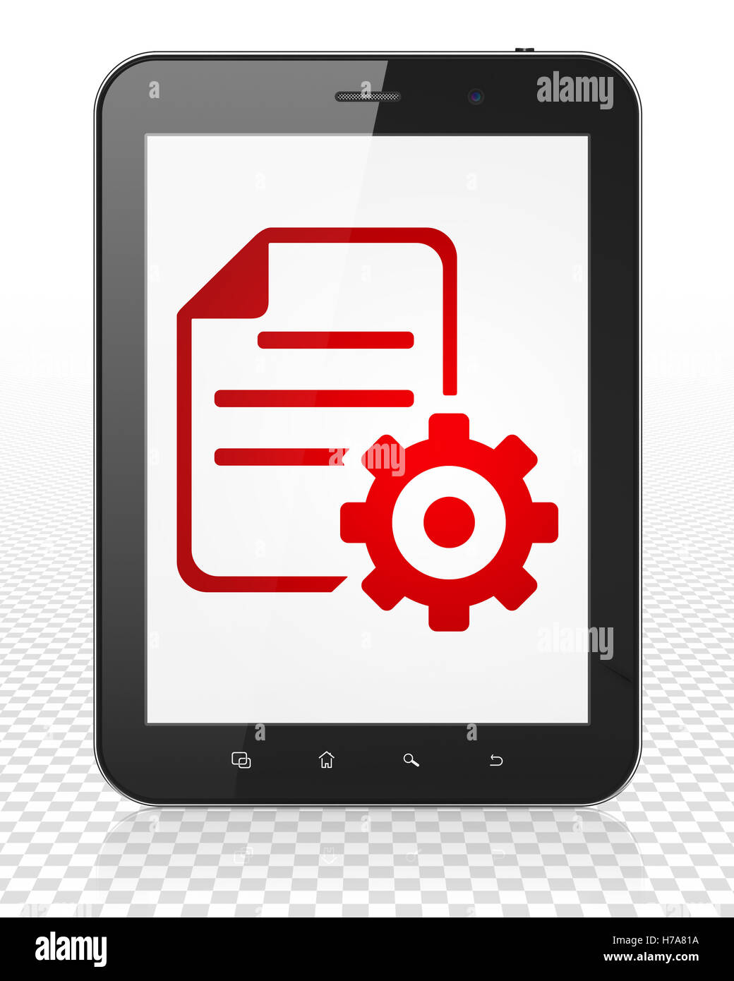 Software concept: Tablet Pc Computer with Gear on display Stock Photo ...