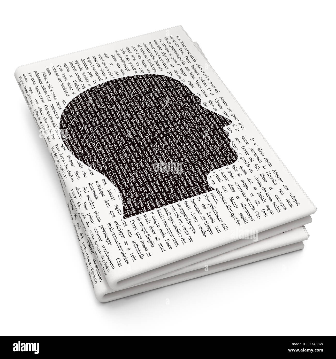 Learning concept: Head on Newspaper background Stock Photo - Alamy