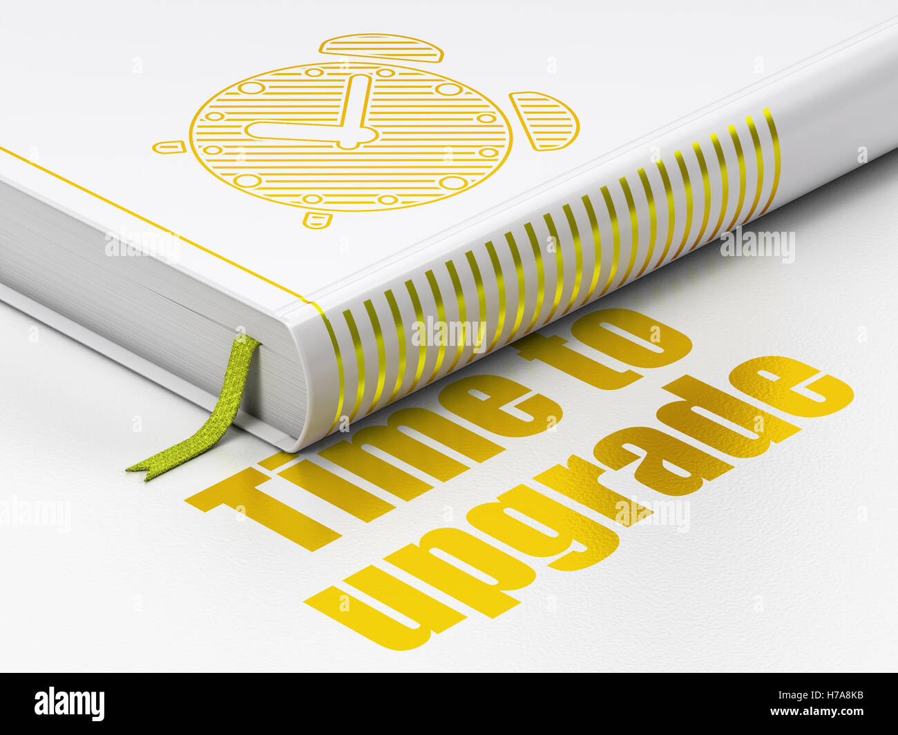 Time concept: book Alarm Clock, Time To Upgrade on white background ...
