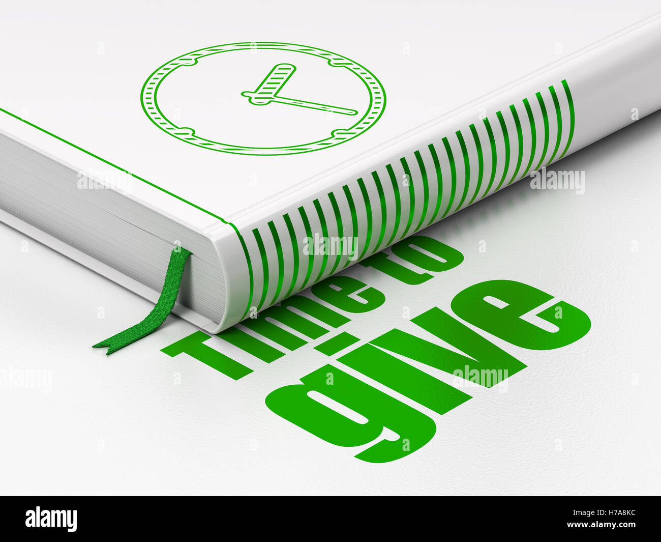 Timeline concept: book Clock, Time To Give on white background Stock ...