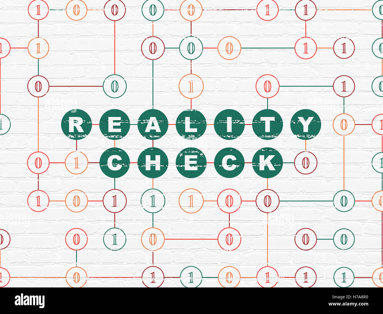 Business concept: Reality Check on wall background Stock Photo - Alamy