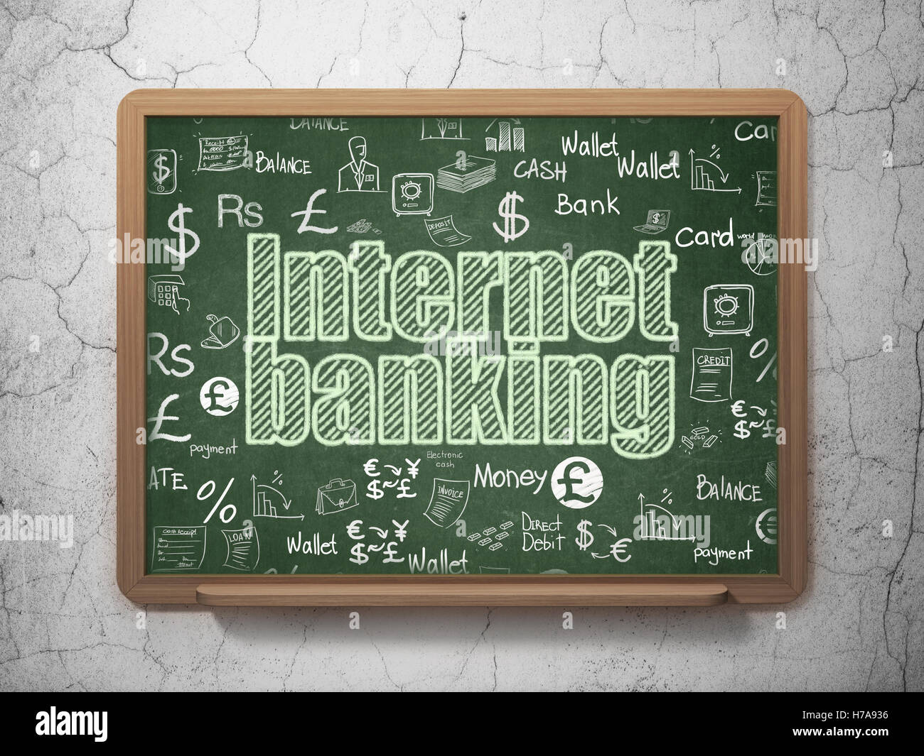 Money concept: Internet Banking on School board background Stock Photo ...