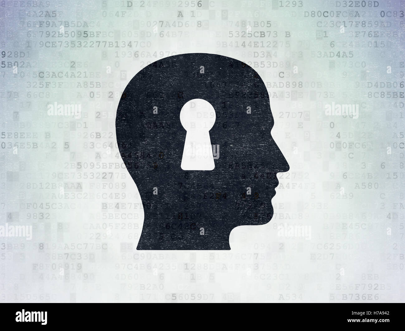 Data concept: Head With Keyhole on Digital Data Paper background Stock ...