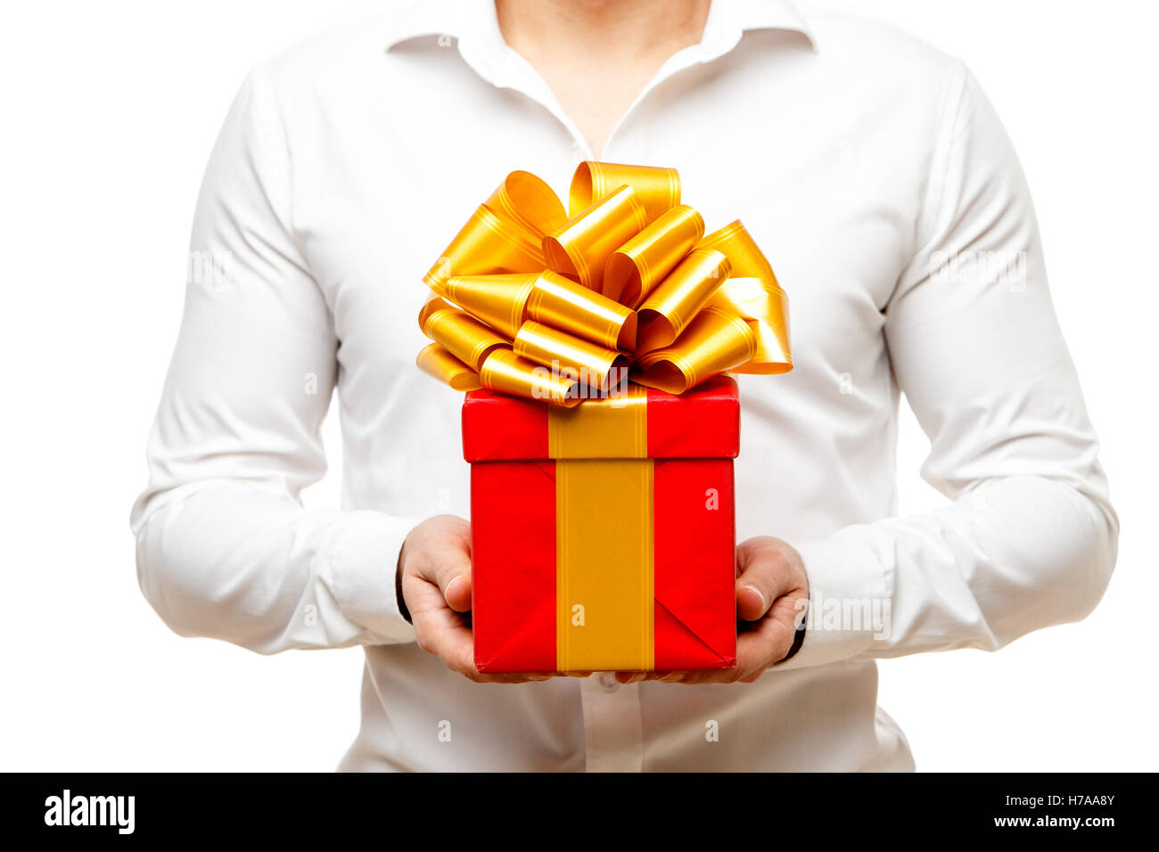 Young man carries heart shaped box Stock Photo - Alamy