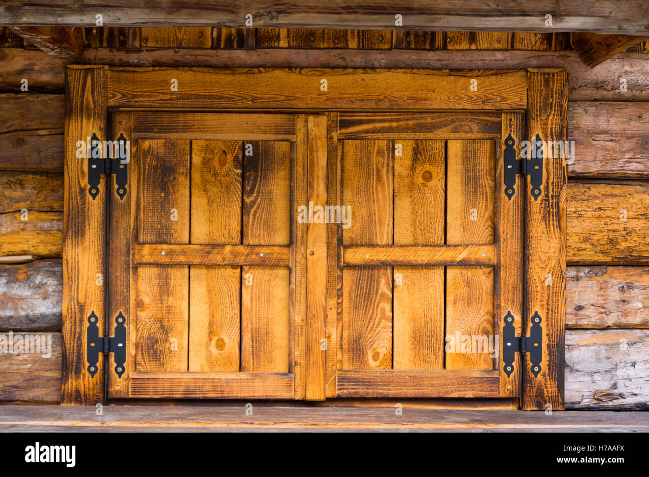 A typical wooden farmhouse window in alps Stock Photo - Alamy