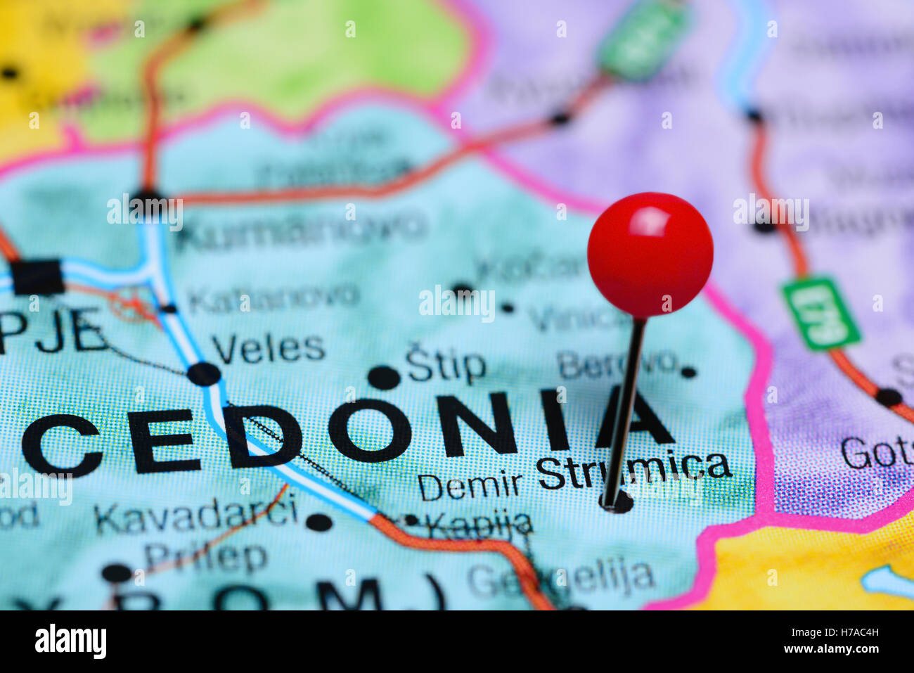 Strumica pinned on a map of Macedonia Stock Photo - Alamy