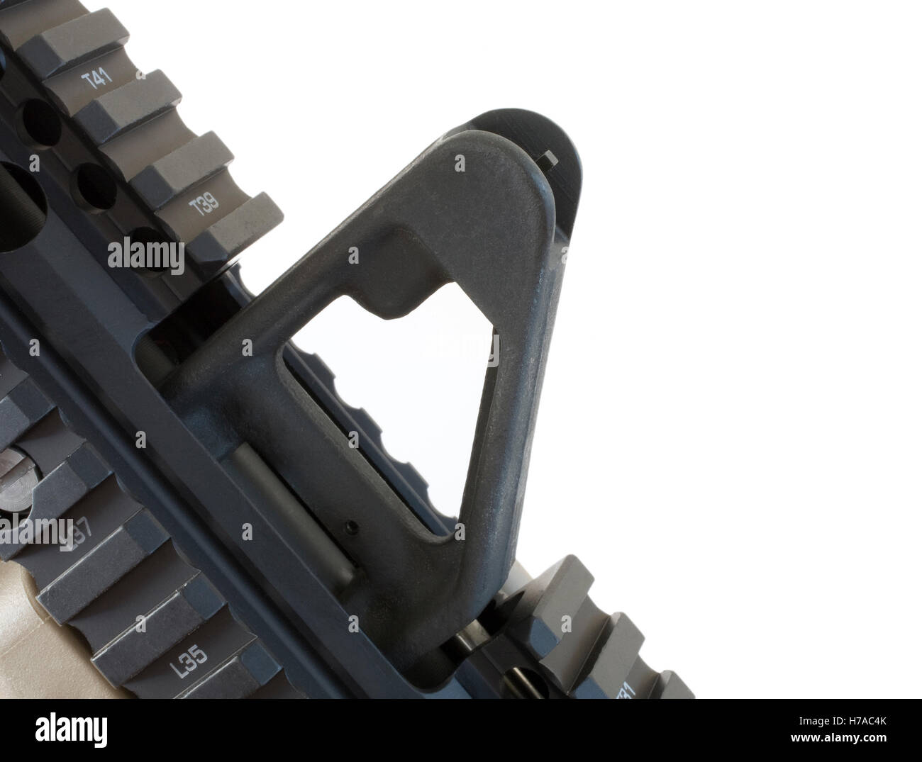 A shaped front sight on a modern rifle isolated on white Stock Photo ...