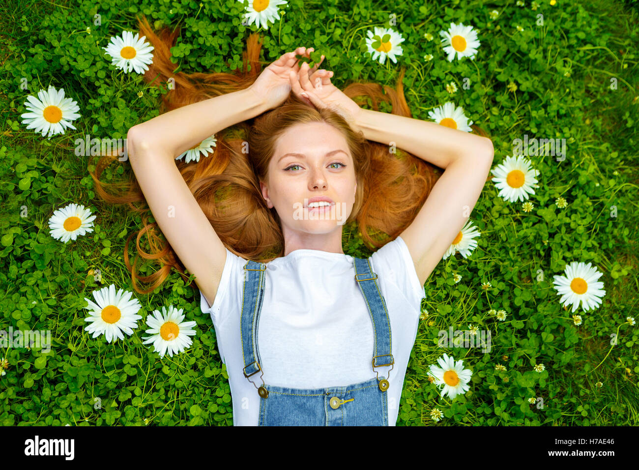 Beautiful smiling red-haired young woman Stock Photo - Alamy
