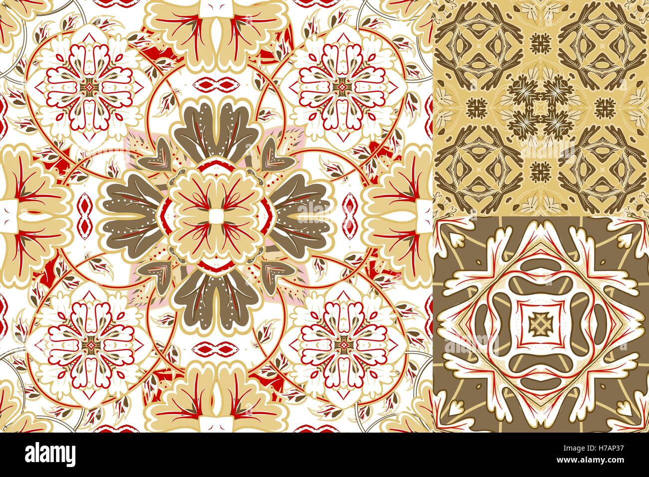 Set with Beautiful seamless ornamental tile background. Vector ...