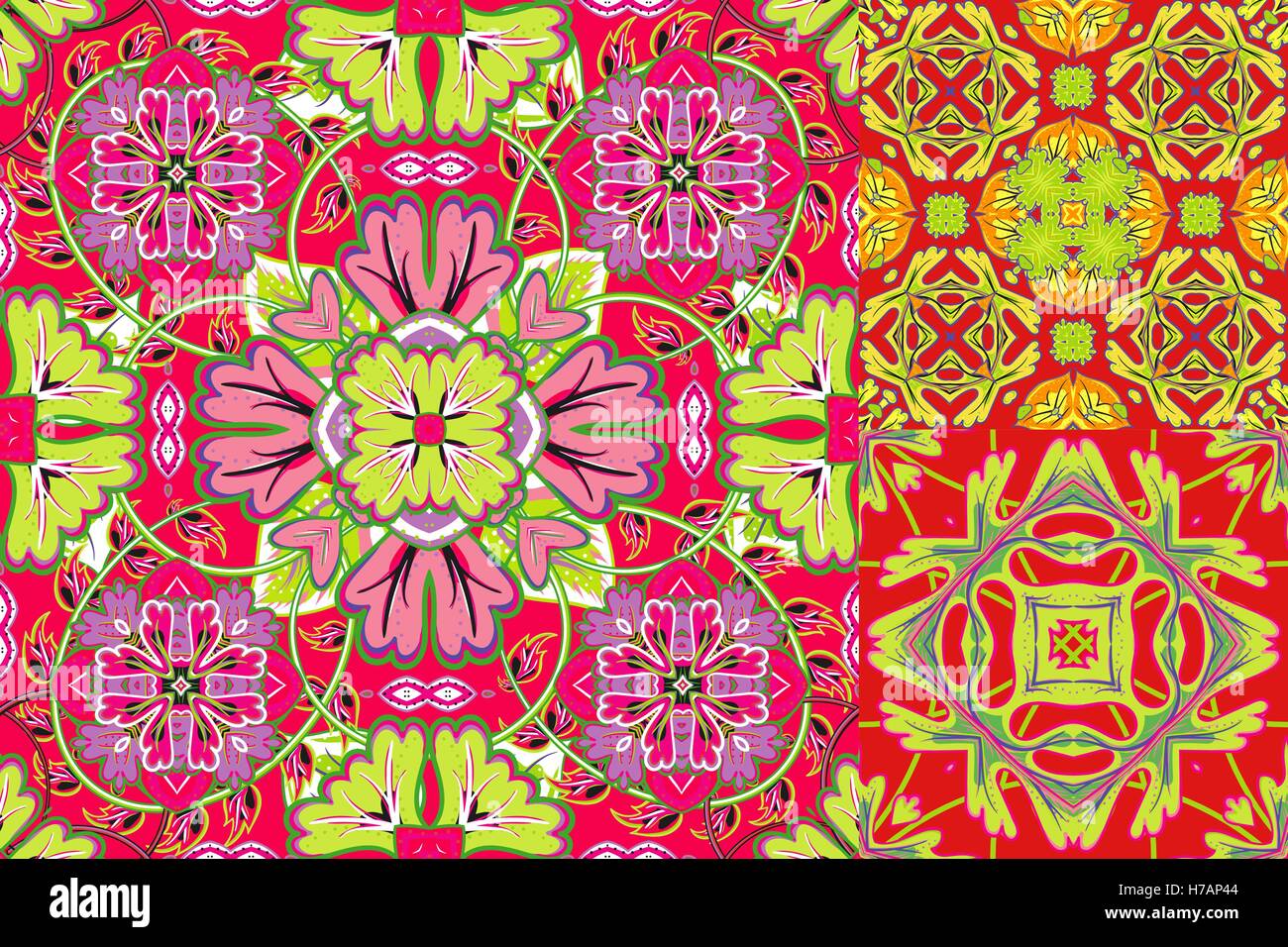 Set with Beautiful seamless ornamental tile background. Vector ...