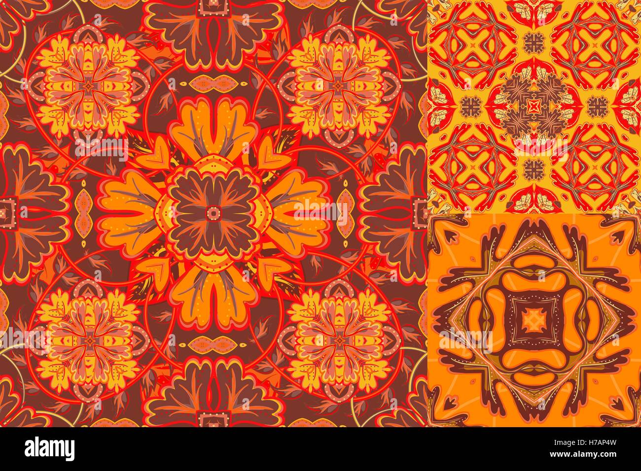 Set with Beautiful seamless ornamental tile background. Vector ...